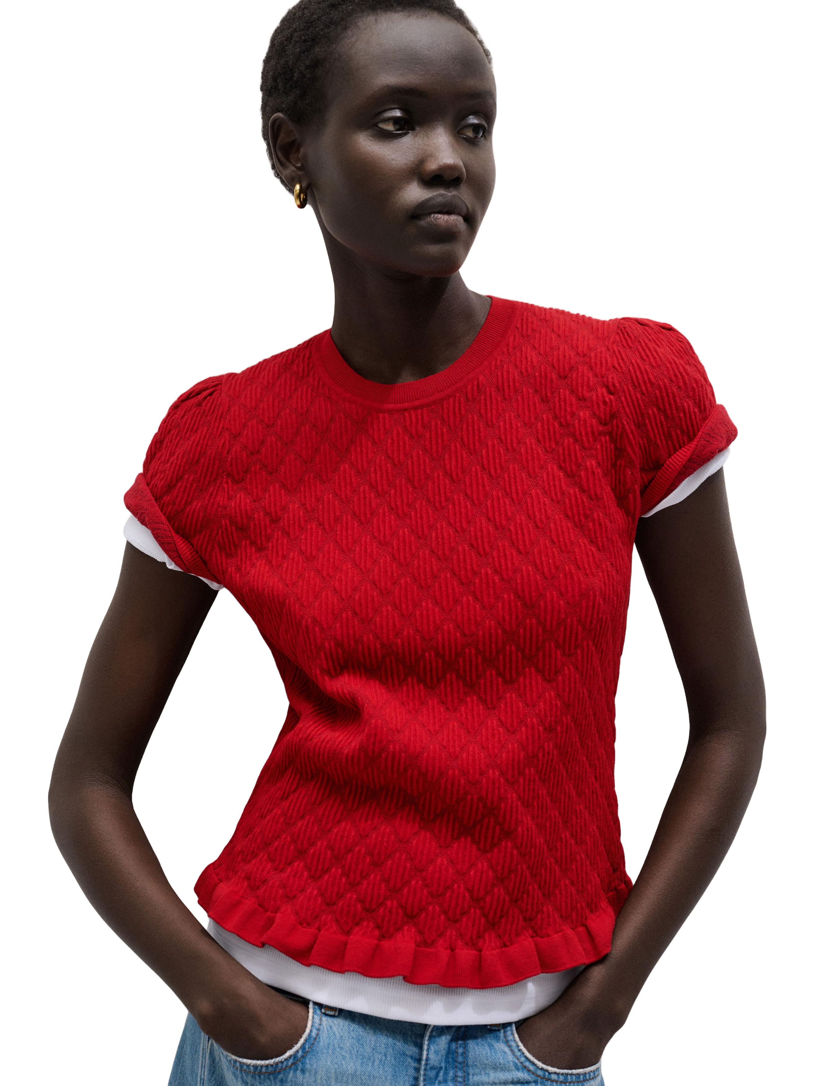 ME+EM ME+EM Smocked Knit Slim Fit Tee